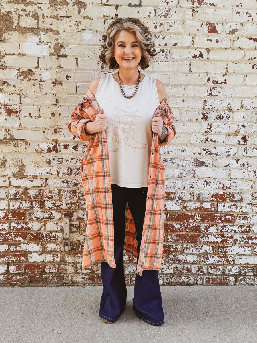 Willow Plaid Duster – Pearls & Lace